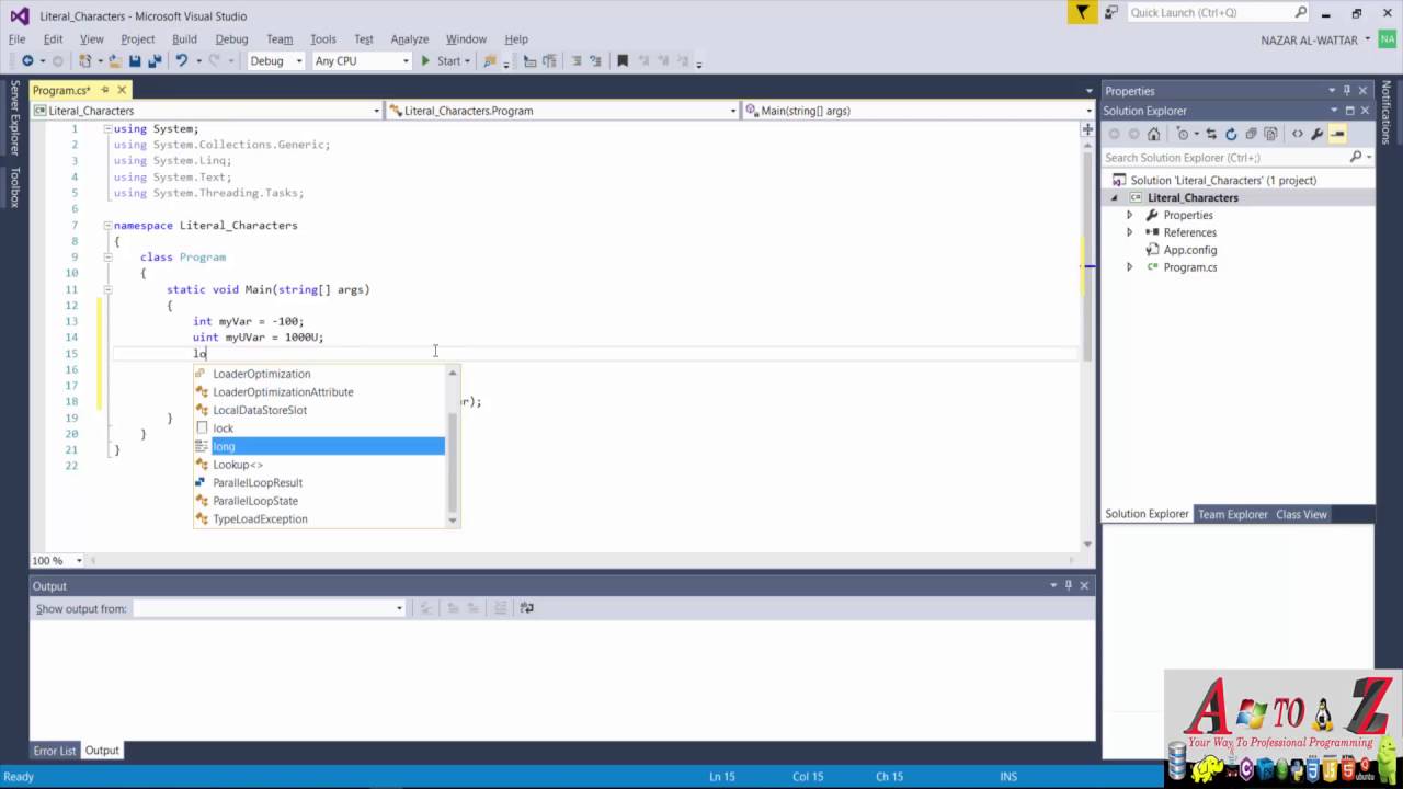 24- Literal Characters المعرفات الحرفية بلغة السي شارب - YouTube