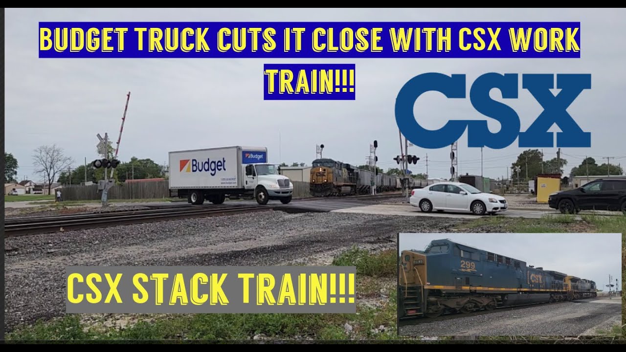 9/23/22 Budget Truck cuts it close with CSX Work Train! - YouTube