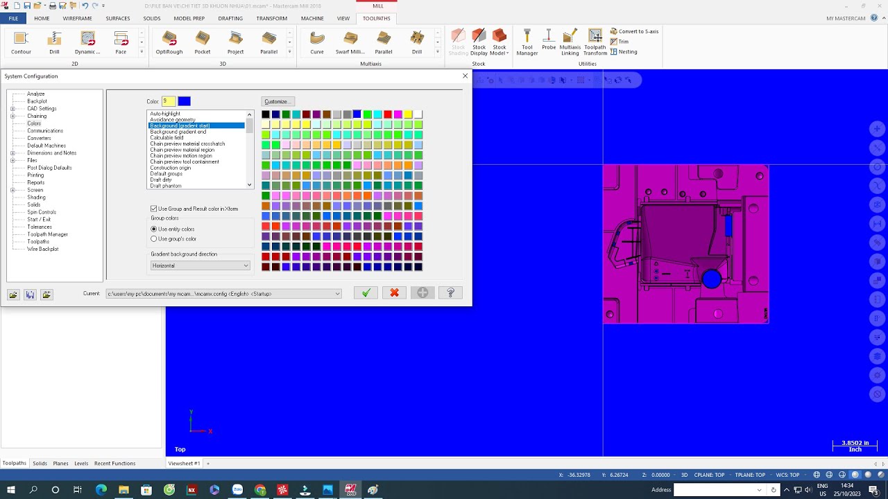 HƯỚNG DẪN ĐỔI MÀU NỀN BACKGROUND TRONG MASTERCAM - YouTube