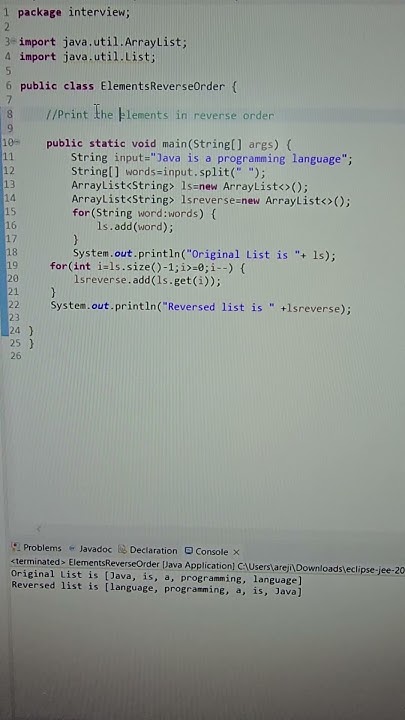 Print the elements in reverse order#java#coding - YouTube