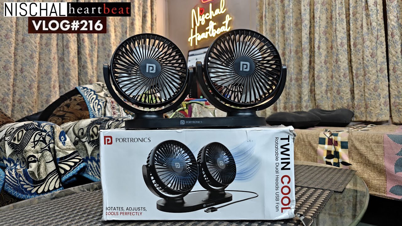 Portronics TwinCool Dual Head Portable USB Fan With 360° Rotation ...
