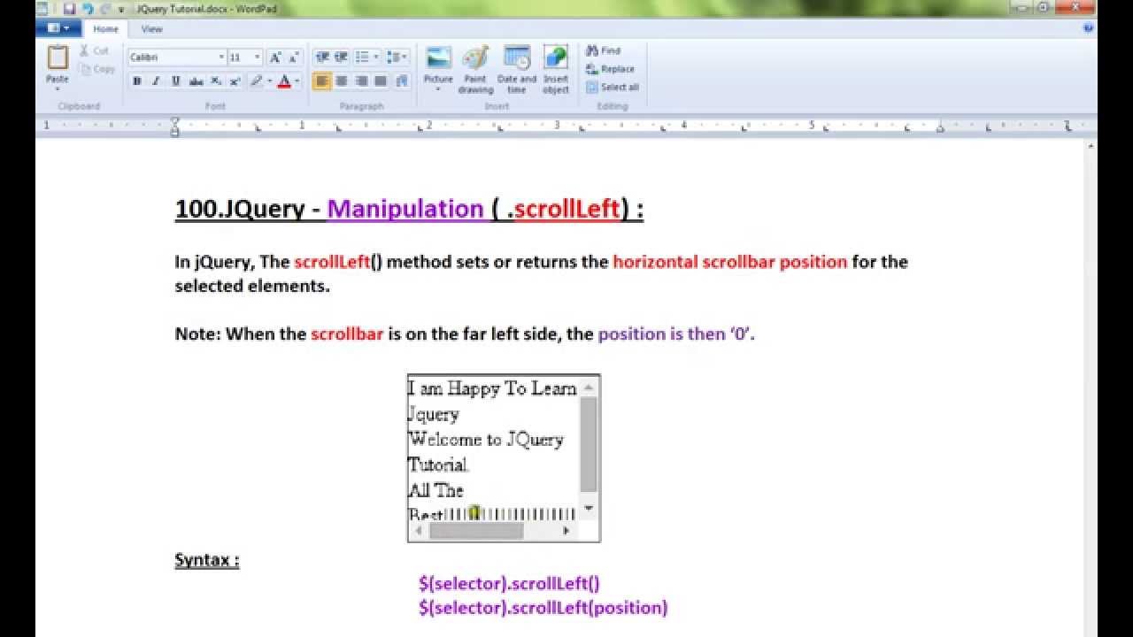 Scrollleft Method In Jquery Demo Youtube
