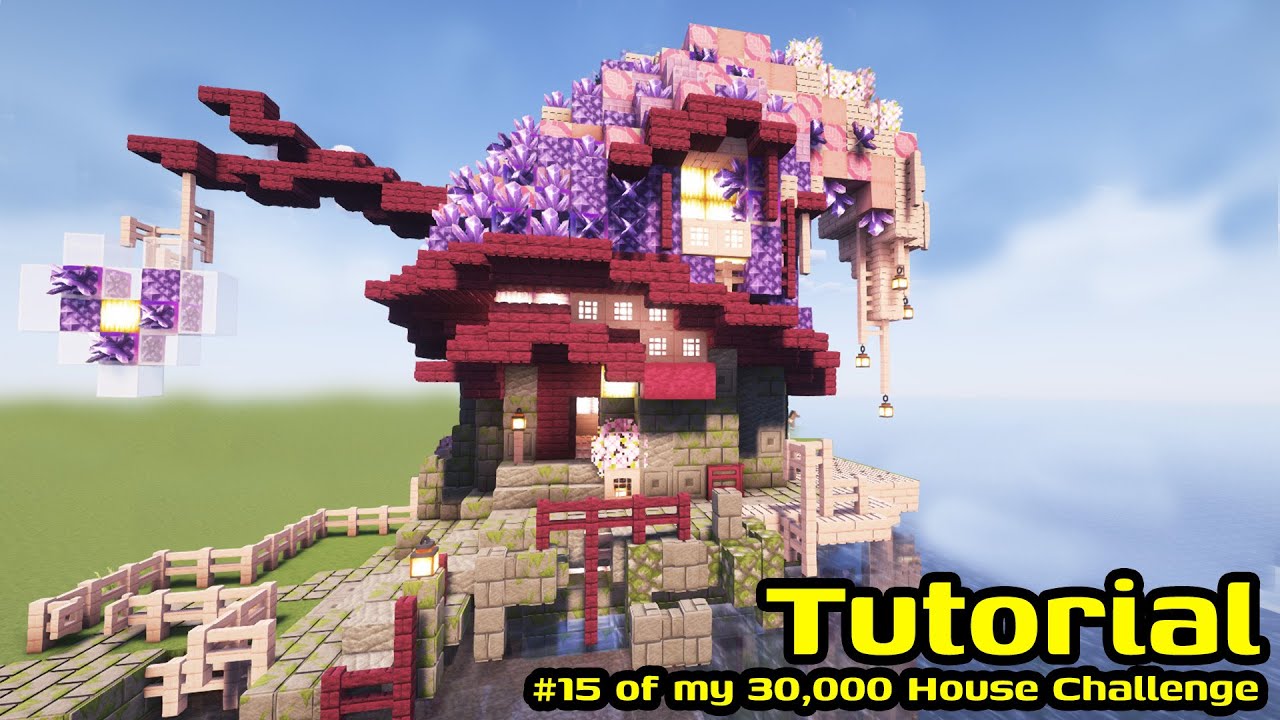 How to Build a Cherry Magic witch Hat Cottage in Minecraft | Fantasy ...