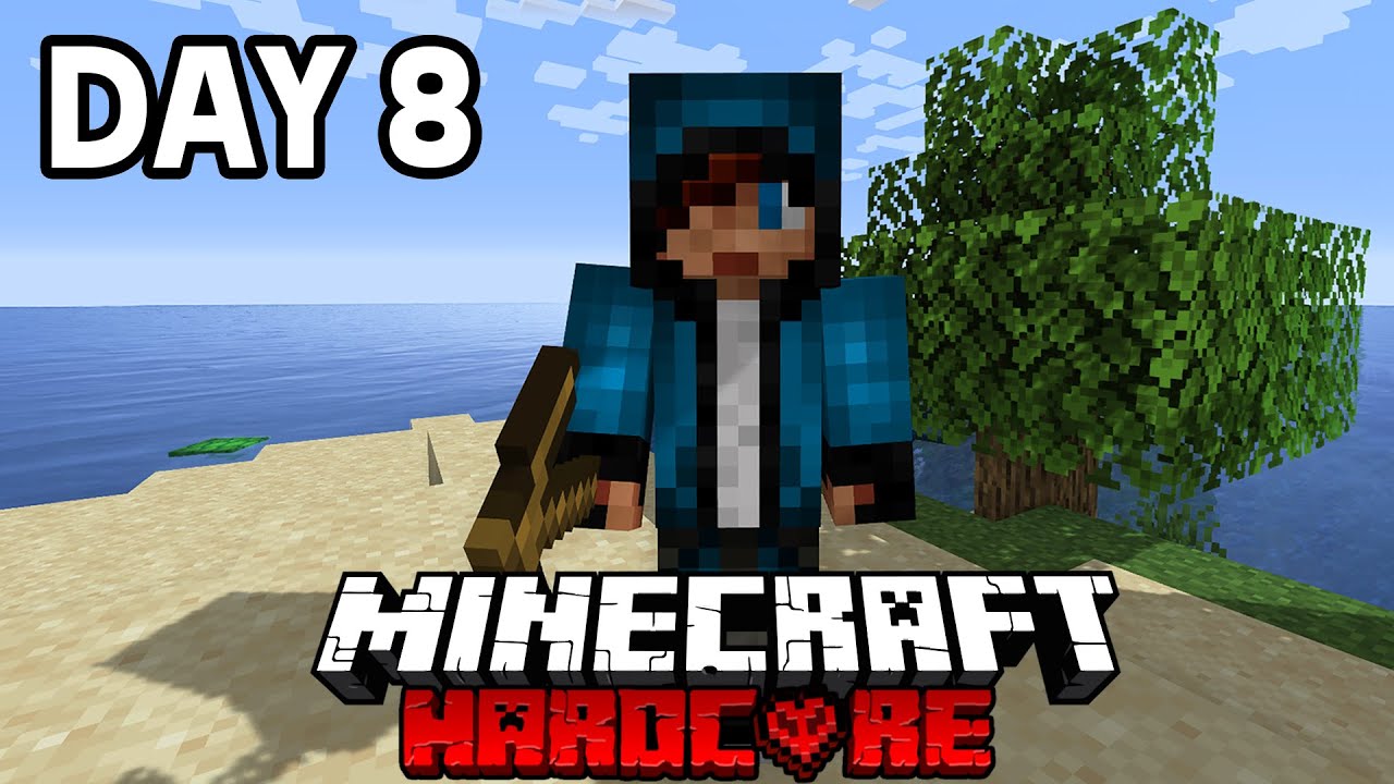 Surviving 100 DAYS On A Deserted Island In Hardcore Minecraft - Day 8 - YouTube