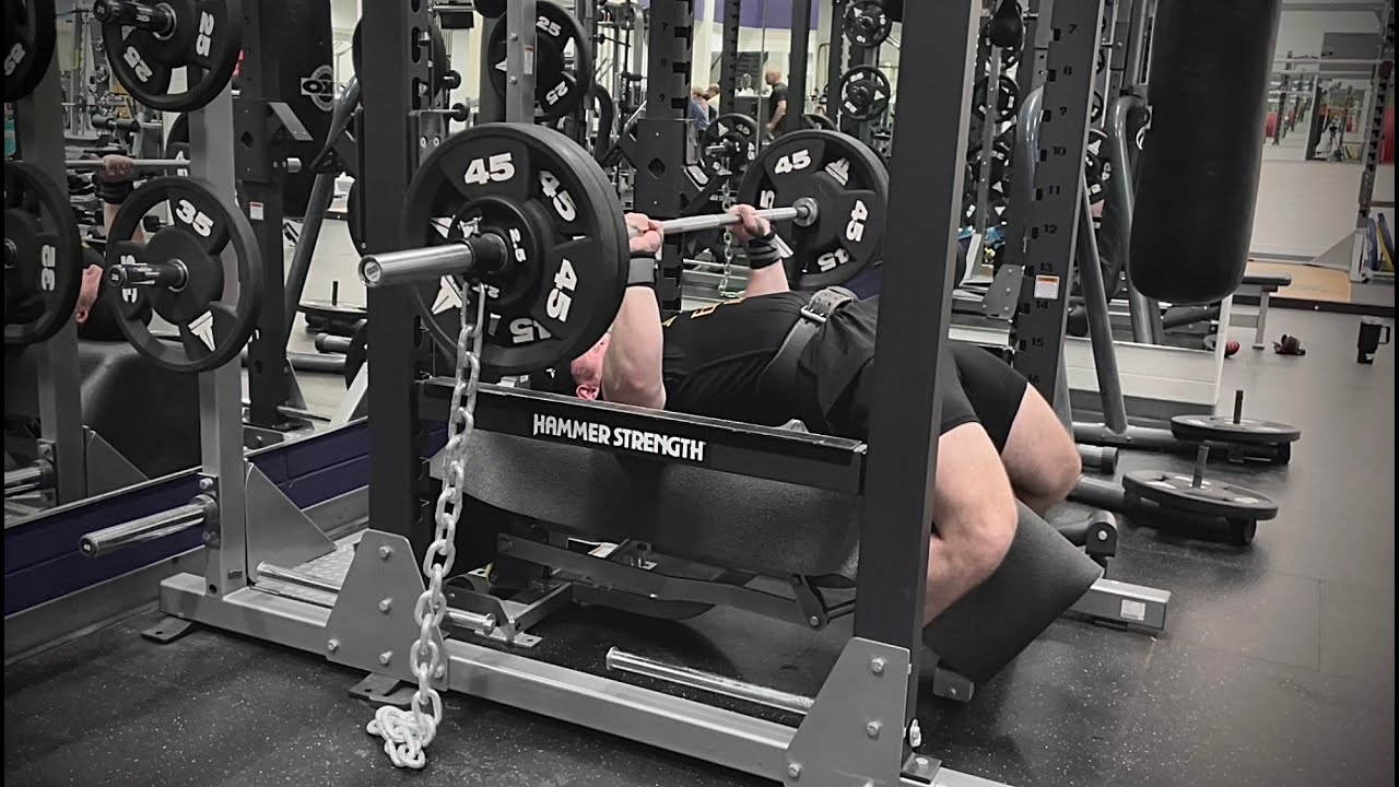 230lb/104kg x8 Medium Grip Bench Press +25lb/11kg Chains - Today's ...