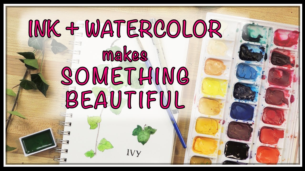 INK and WATERCOLOR - Ivy Painting Demo | Quiet Video - YouTube