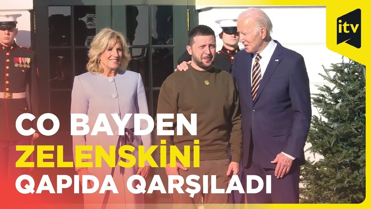 Amerika prezidenti Co Bayden Volodimir Zelenskini qapıda qarşıladı ...