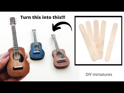 DIY Miniature Acoustic Guitar (made out of popsicle sticks) | Miniature Popsicle stick guitar