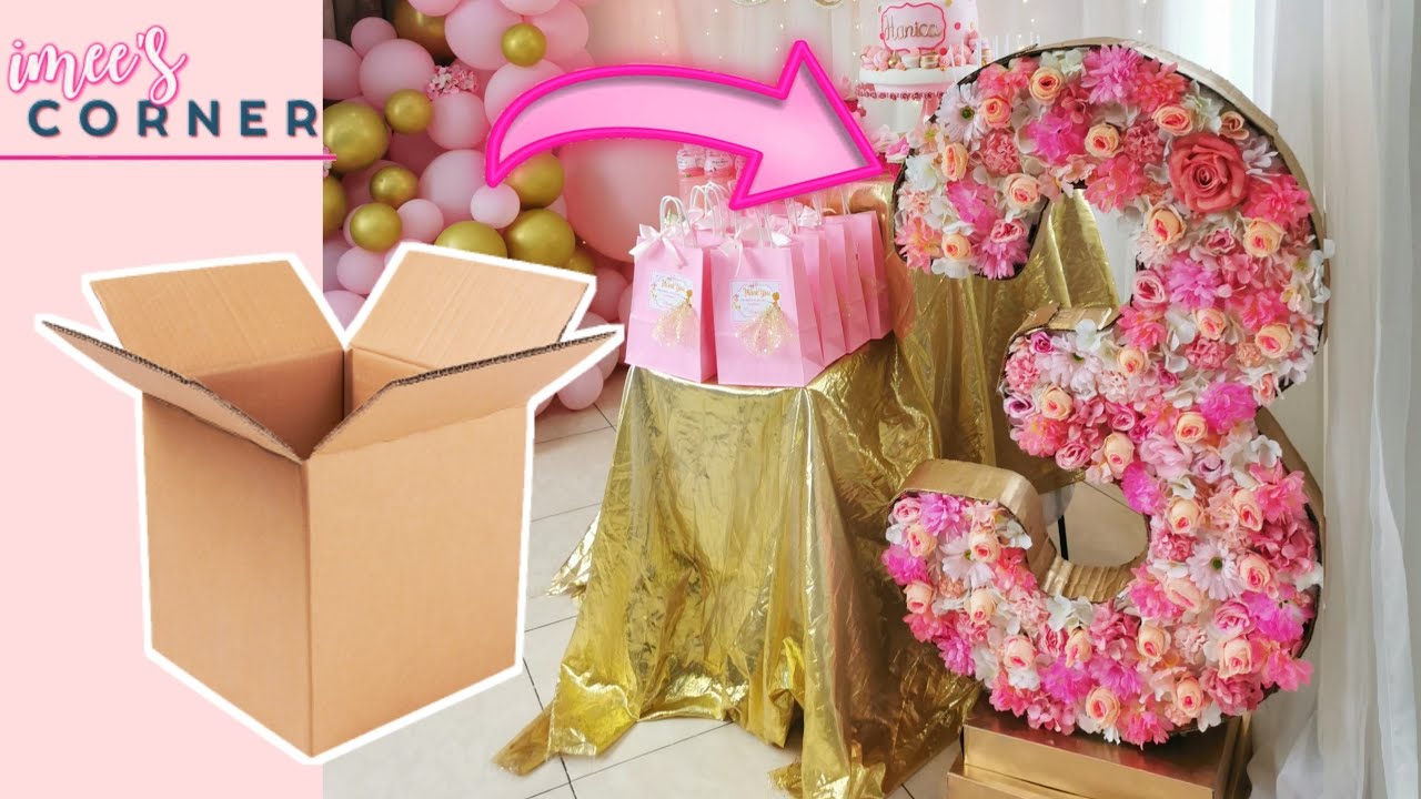 DIY 3D NUMBER STANDEE || 3D FLORAL STANDEE for Birthday - YouTube