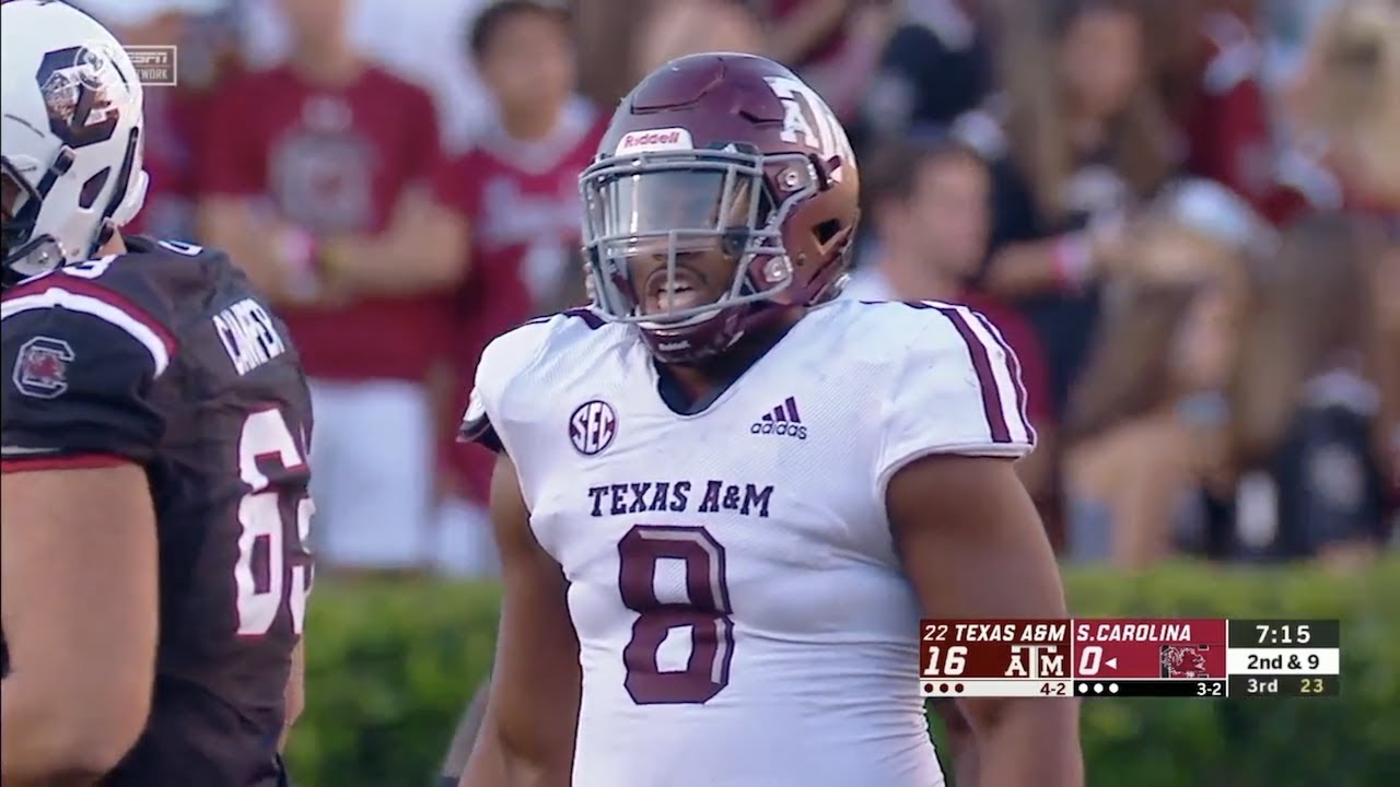 Kingsley Keke (Texas A&M DL #8) Vs. South Carolina 2018 - YouTube