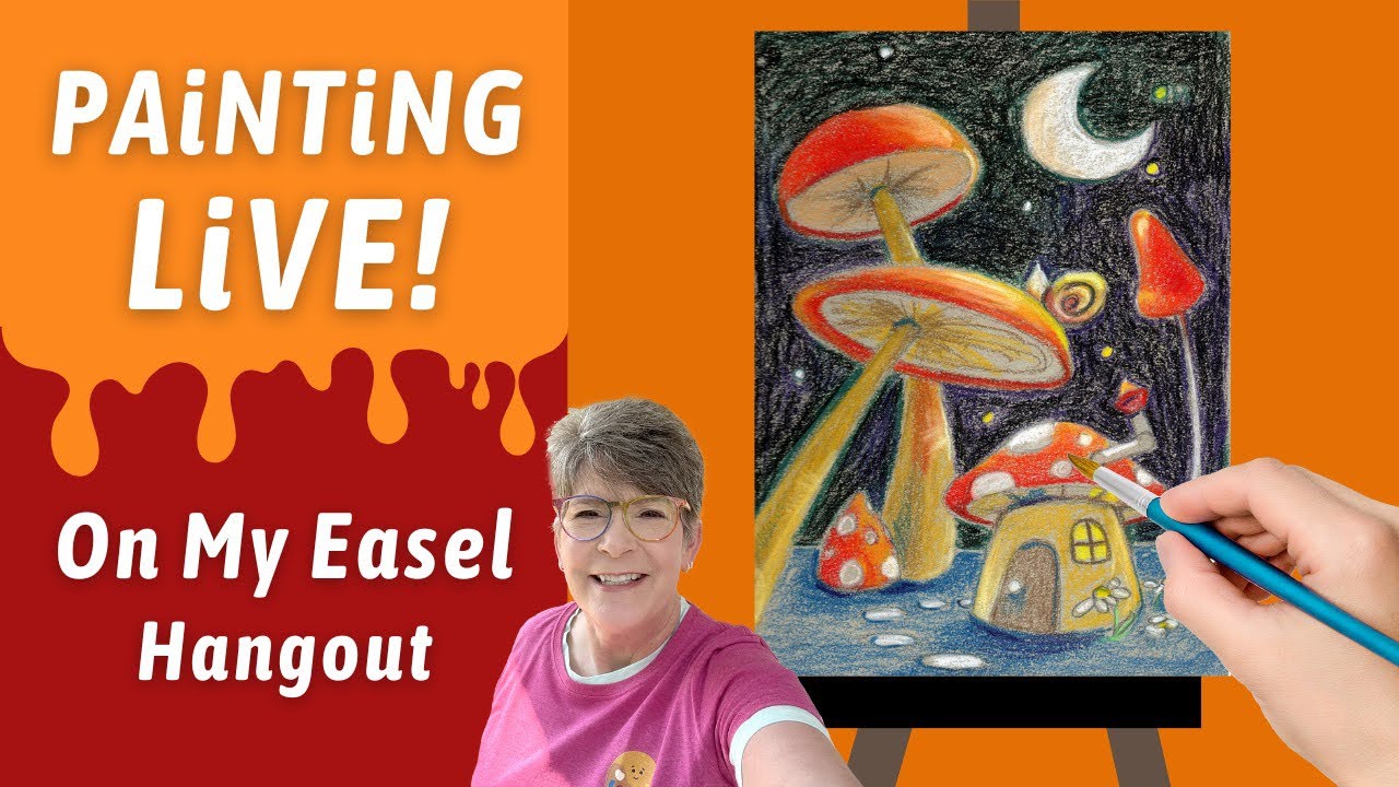 Working on cute Mushrooms acrylic painting, Traceable Available ...