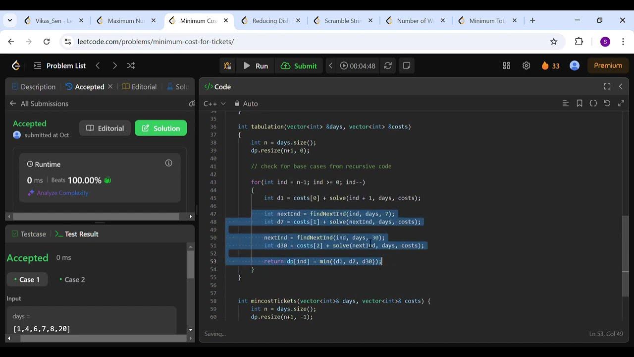 LeetCode 983 | Minimum Cost For Tickets | Recursion | Bottom-Up | DP | DSA - YouTube