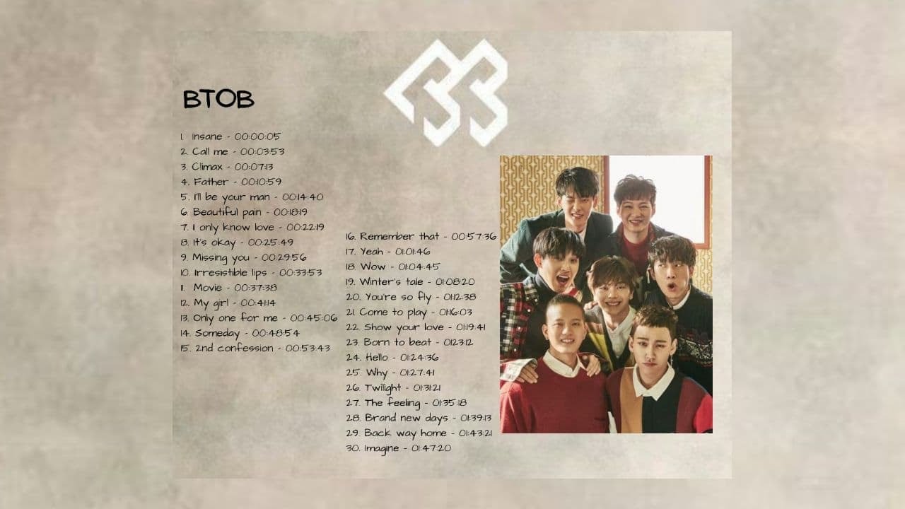 BTOB Best 30 Songs Lyrics - YouTube