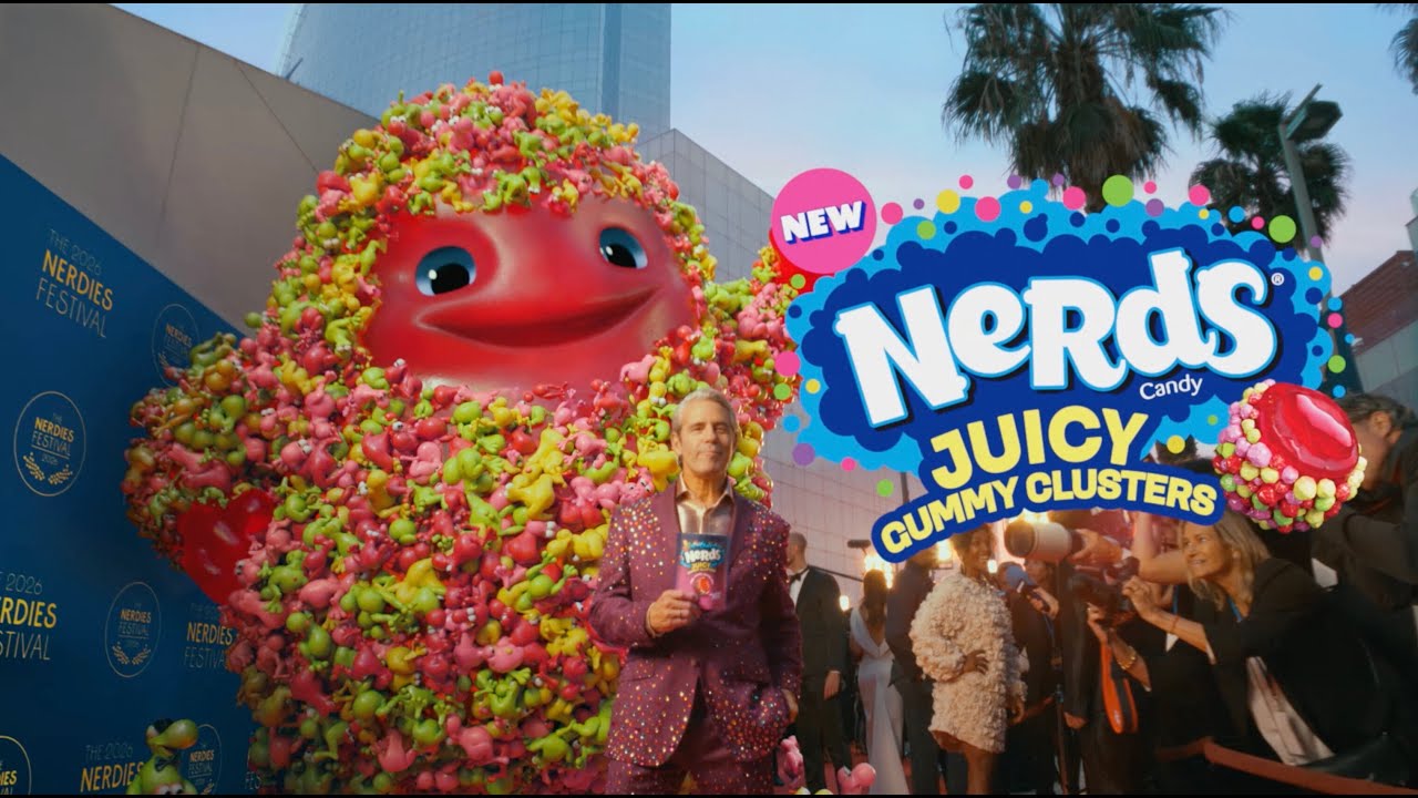 NERDS Juicy Gummy Clusters Big Game Commercial ft. Andy Cohen ...