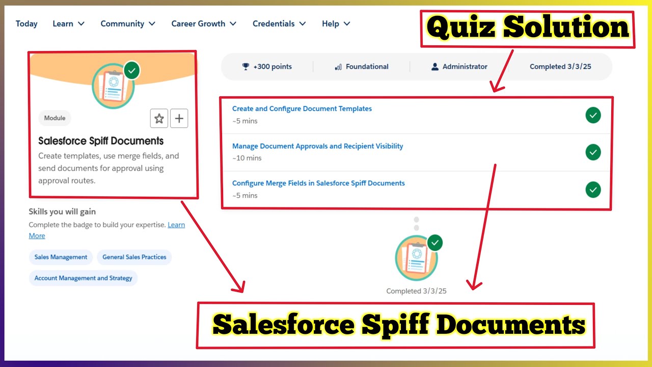 Salesforce Spiff Documents | Salesforce Trailhead | Quiz Solution - YouTube