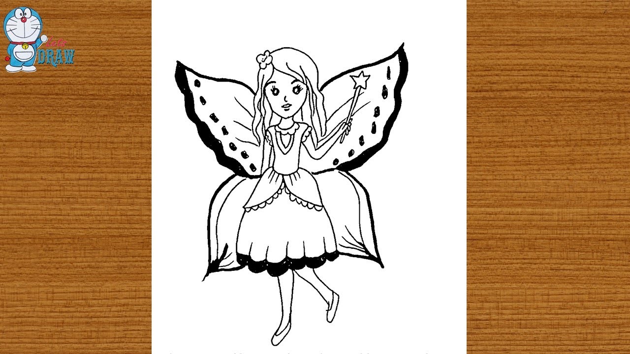 How to draw a beautiful princess fairy with a stick in her hand ...