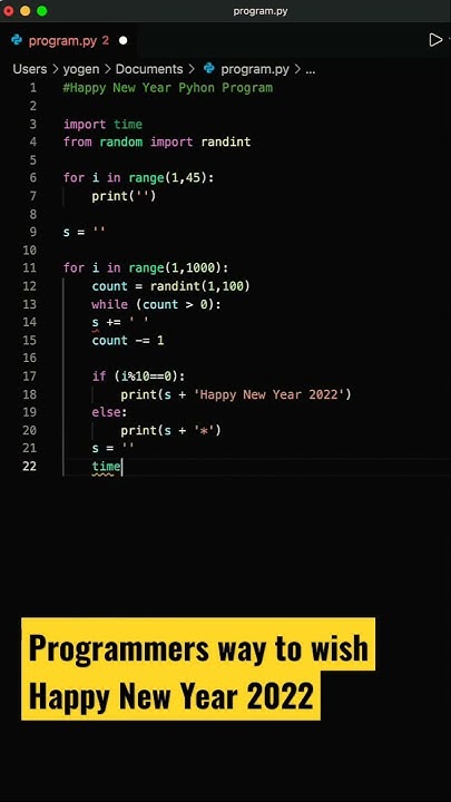 Love coding ️ ️ Happy New Year 2022 status using python #shorts #coding #programming - YouTube