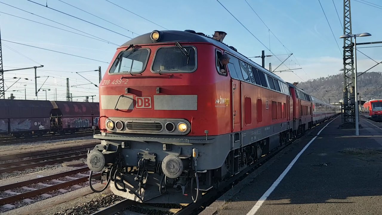 BR 218 Doppeltraktion mit IC Top Diesel Sound in Plochingen. - YouTube