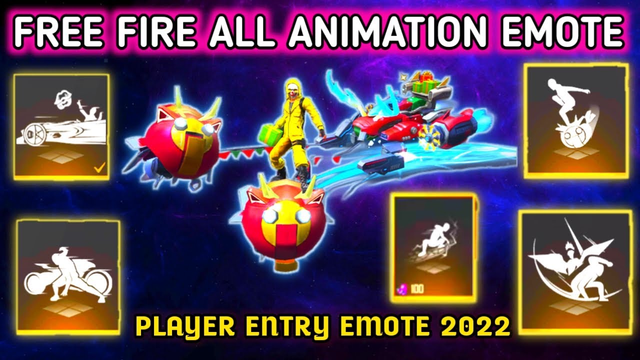 FREE FIRE ALL ANIMATION EMOTE IN FREE FIRE ALL ENTRY EMOTE | FF ALL ...