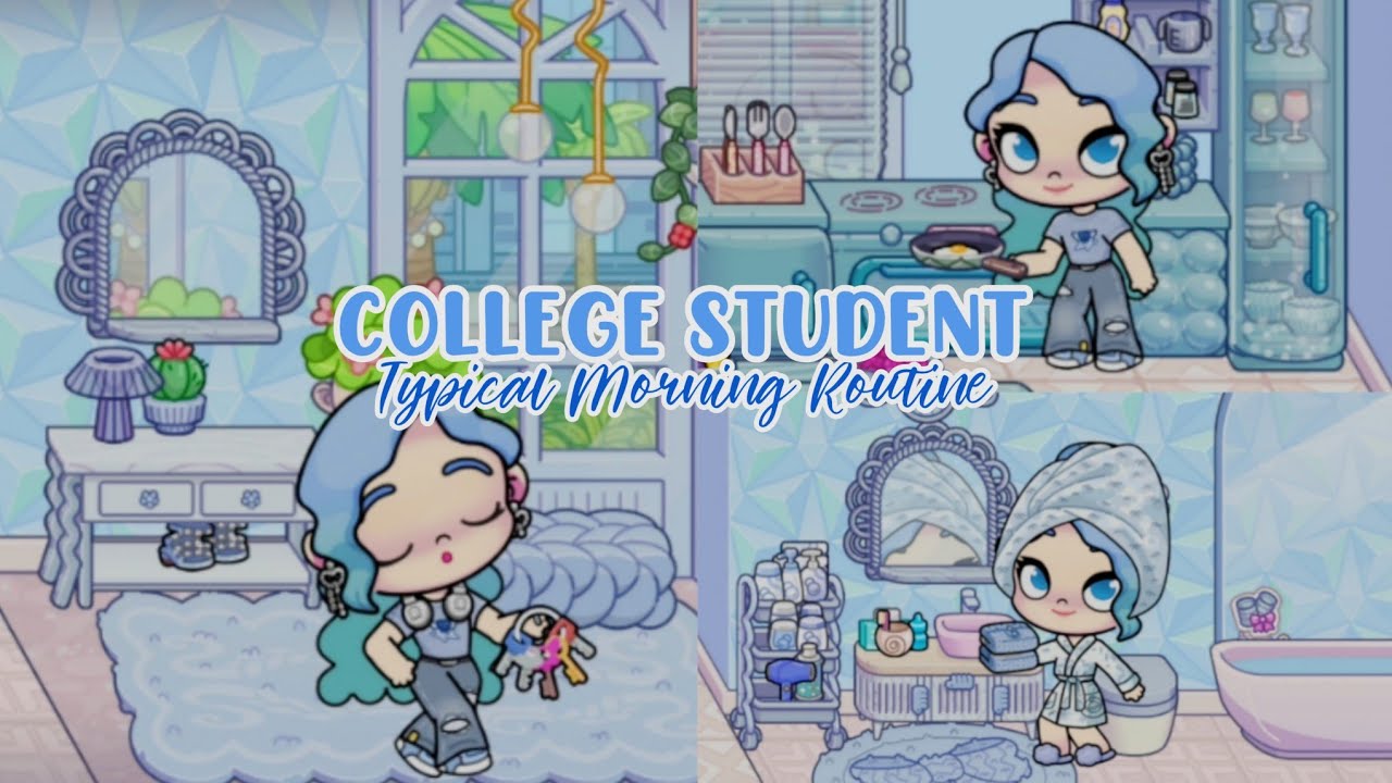 AVATAR WORLD 🌍 COLLEGE STUDENT TYPICAL MORNING ROUTINE (w sound effects ...