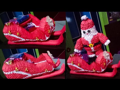 How To Make Origami Santa Claus Sleigh | 3D Origami Sleigh | Diy Craft ...