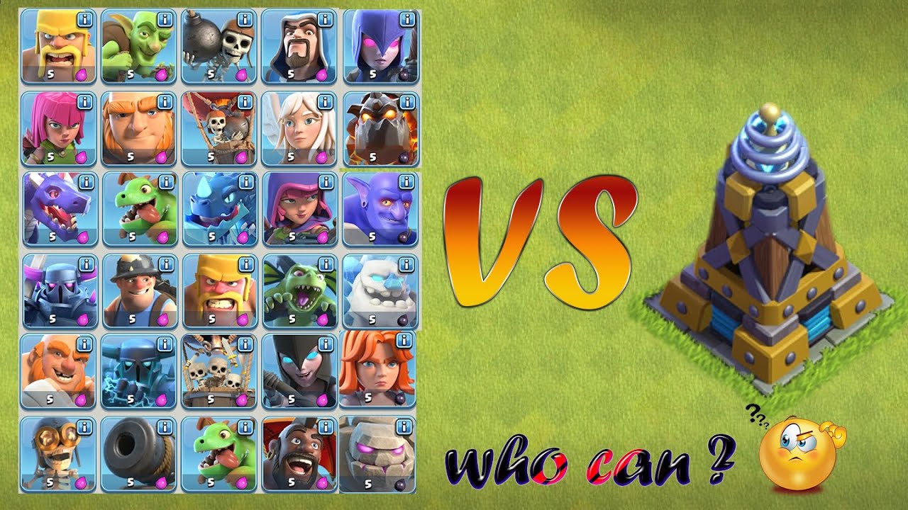 clash of clans || Max Mega Tesla vs all troops - YouTube