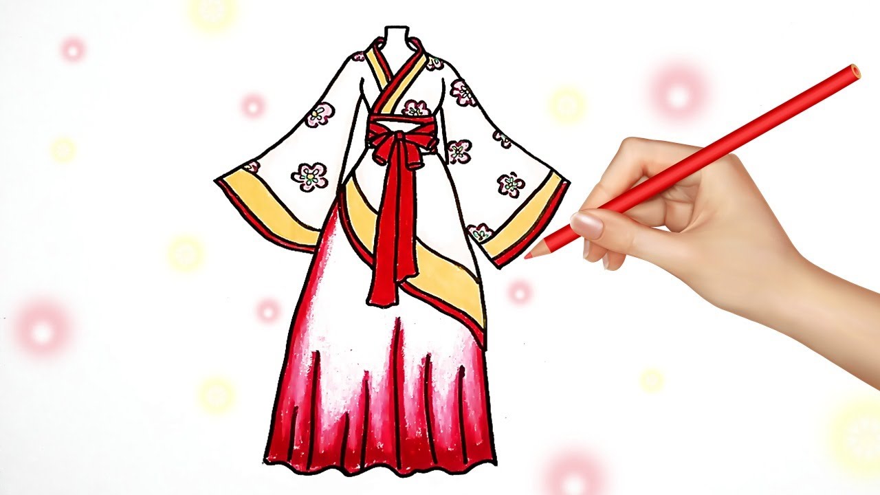 How to draw Traditional chinese dress Hanfu Wonderful dress วาดรูปชุด ...