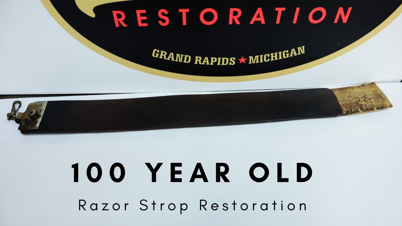 100 yr old Antique Razor Strop Restoration - YouTube