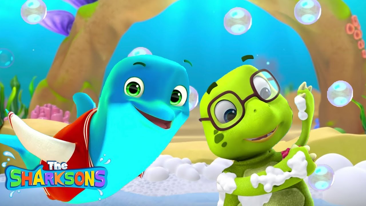 Bath Song SHARKSONS | Nursery Rhymes & Kids Songs! | ABCs and 123s ...