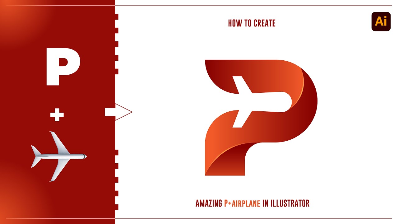 P + Airplane Icon Design | Adobe Illustrator - YouTube