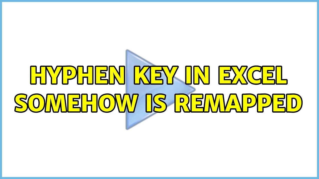 hyphen key in Excel somehow is remapped - YouTube