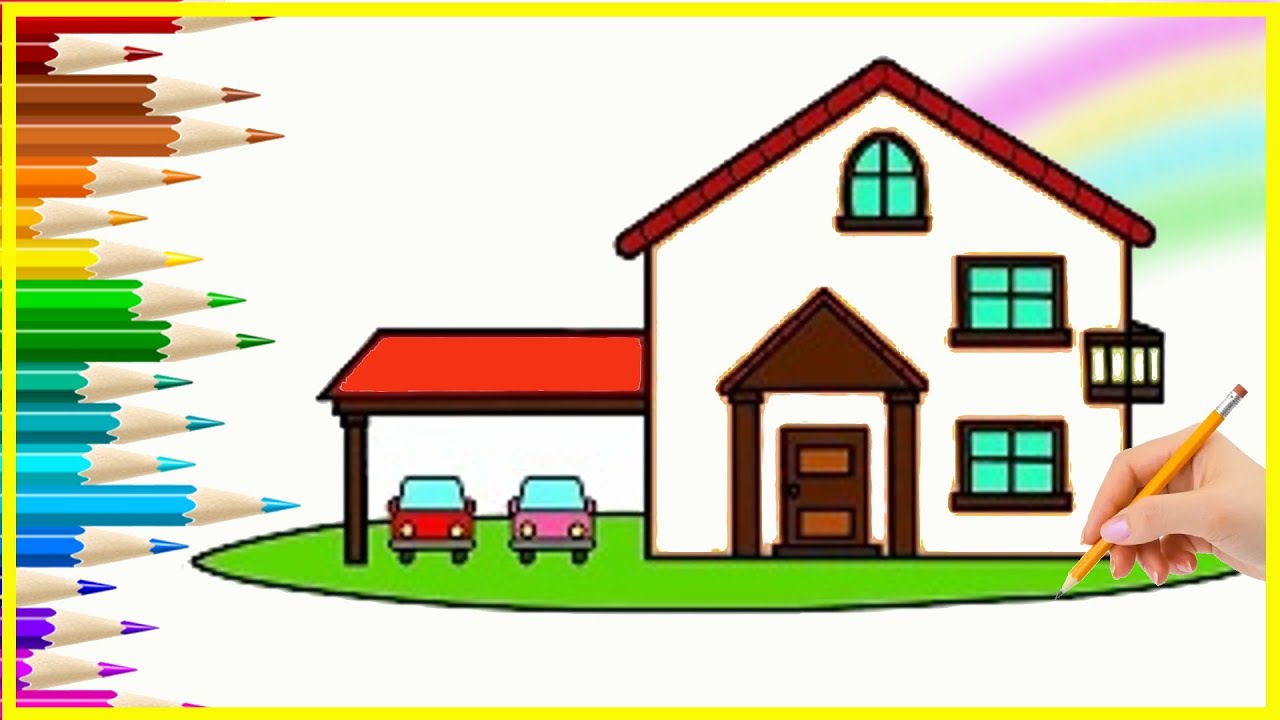 HOME DRAWING, HOW TO DRAW A HOME| Easy Drawing And Coloring Videos ...