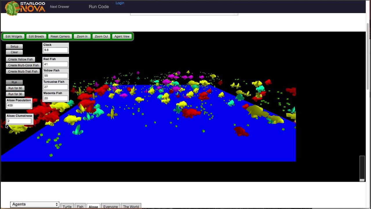Fish Pond Simulation in StarLogo Nova - YouTube