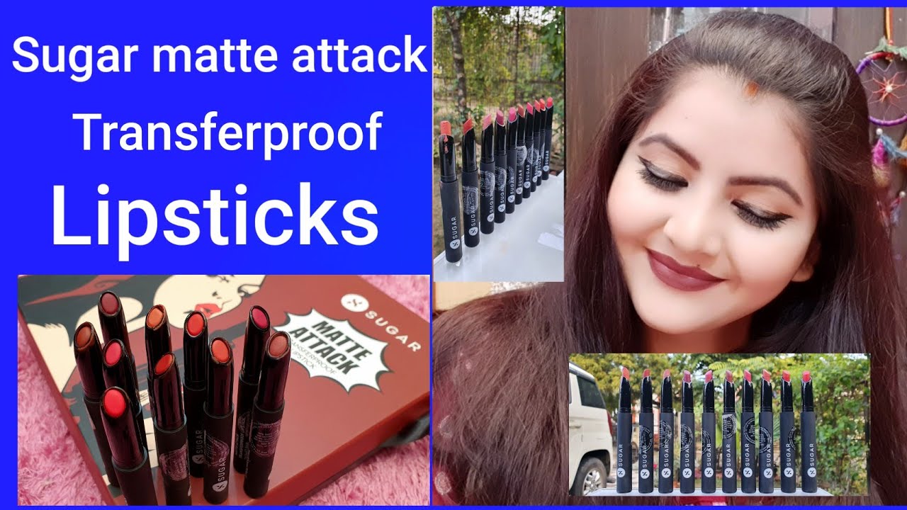 SUGAR matte attack transferproof lipstick all shades review ...