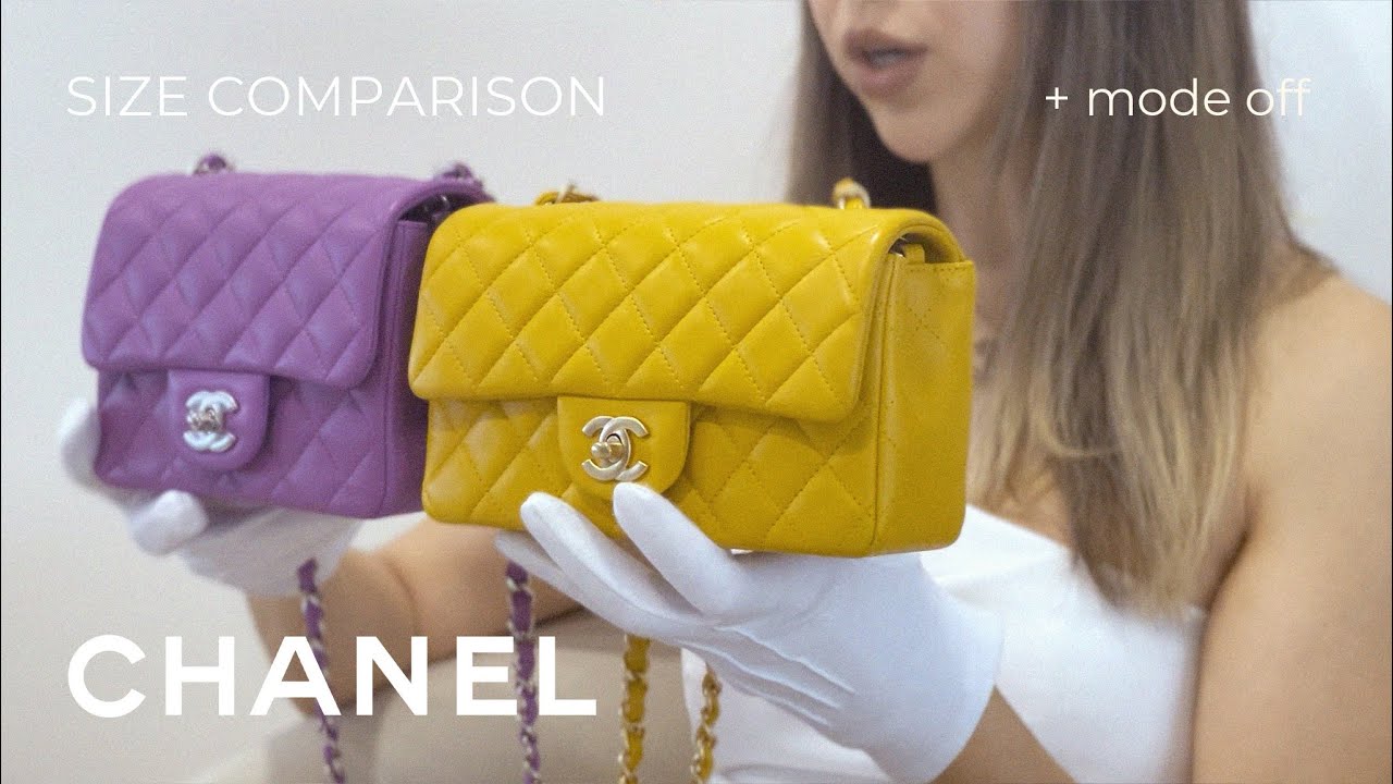 chanel size comparison | mini rectangular vs. mini square - YouTube