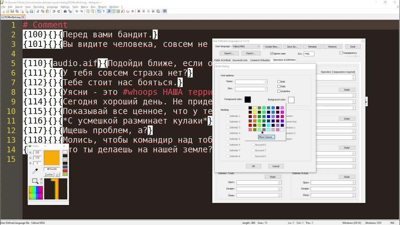 Adding Notepad++ custom syntax highlighting with User Defined Language (UDL NPP Fallout MSG ...