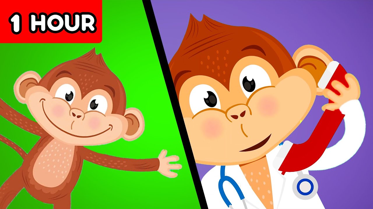 5 Little Monkeys - 1 HOUR Compilation Kids Songs & Nursery Rhymes - YouTube