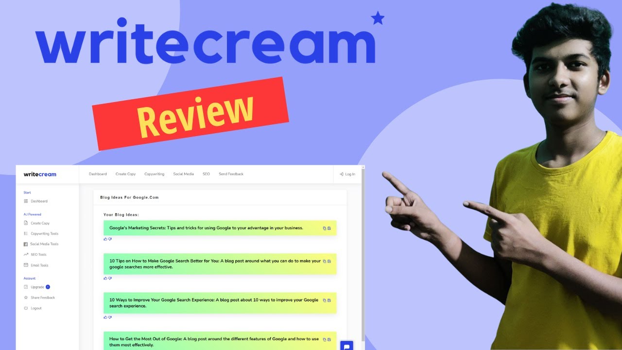 Writecream Review - How is this AI Content Writing Tool? - YouTube