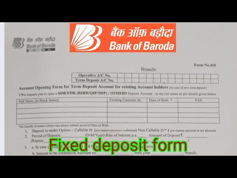 bob fd form kaise bhare| Bank of Baroda fixed deposit from - YouTube