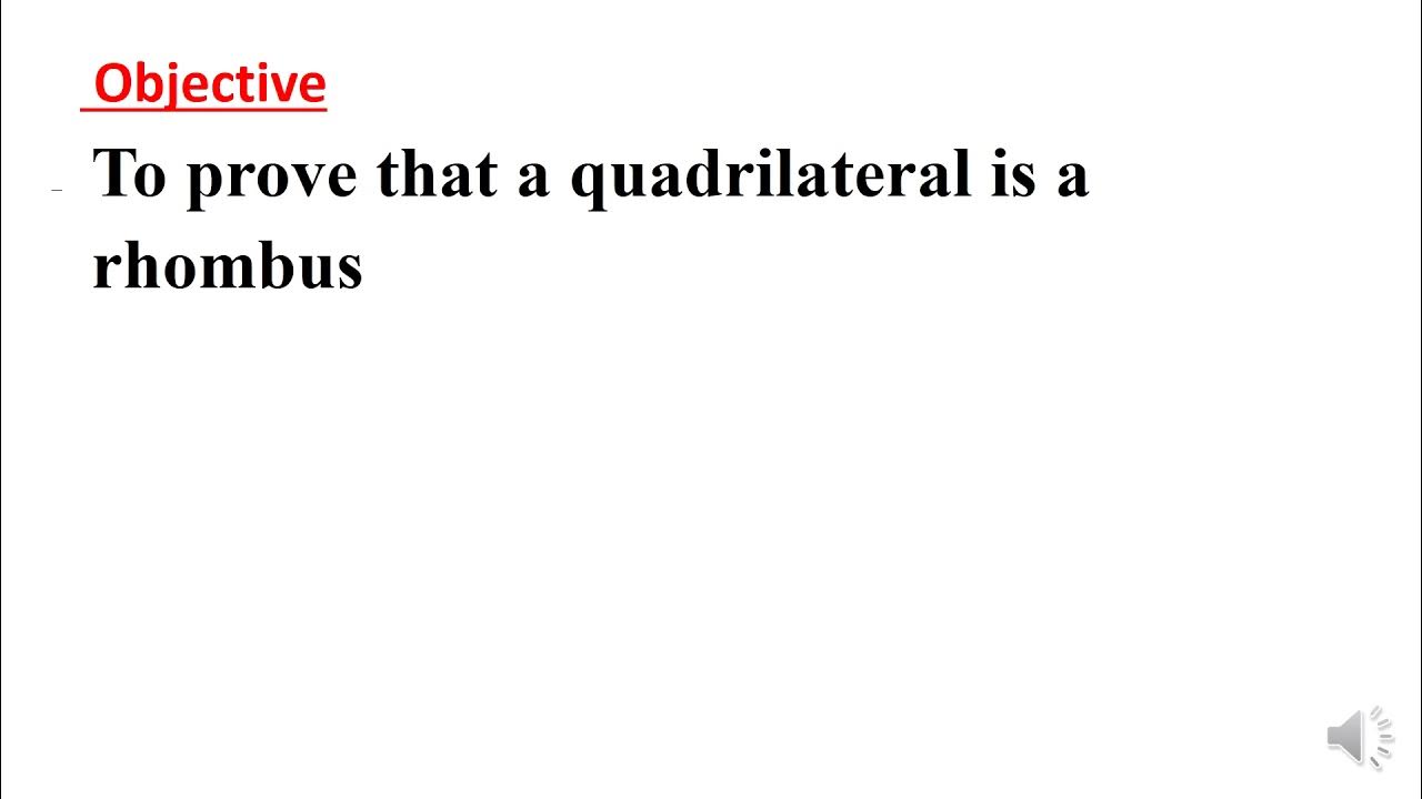 how to prove a quadrilateral is a rhombus - YouTube