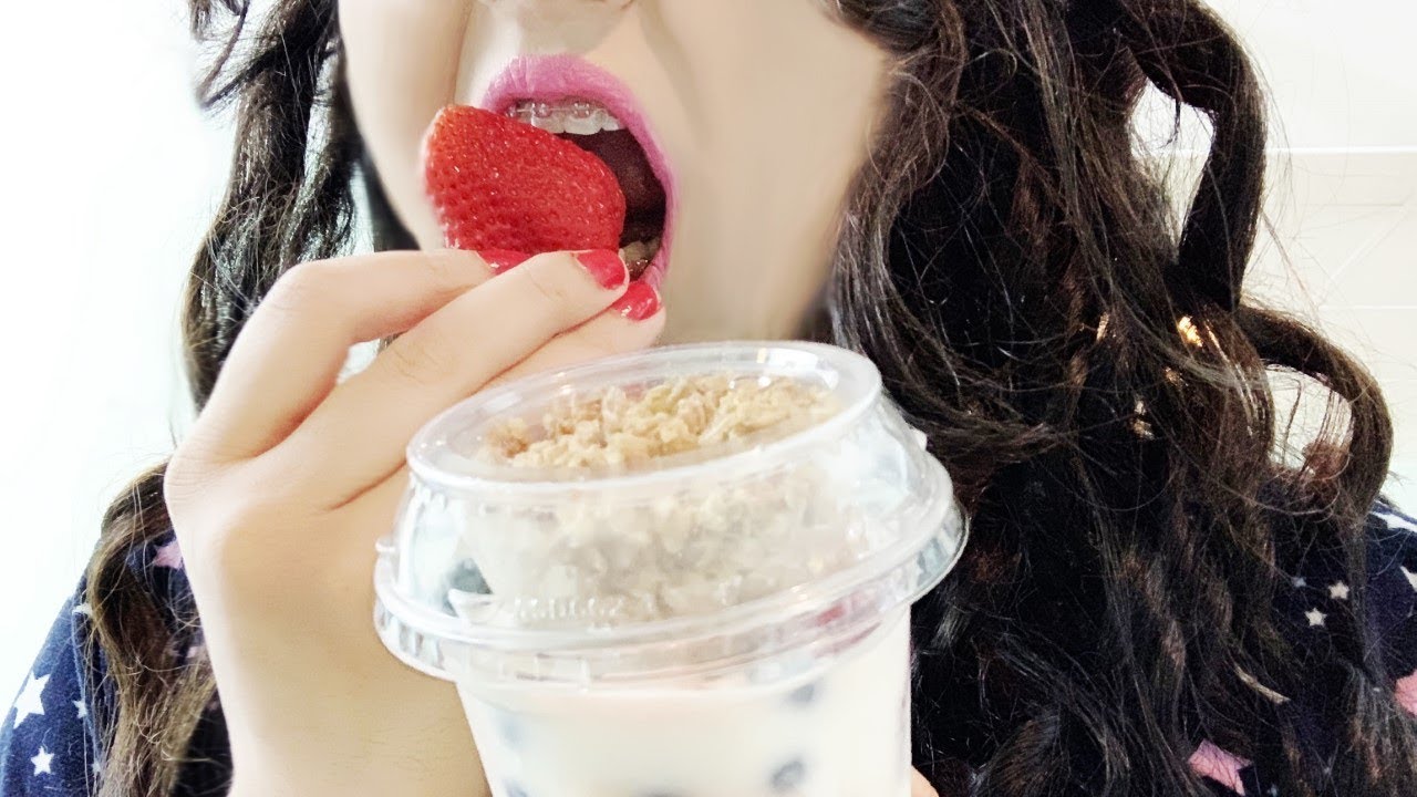 ASMR Yogurt Parfait Eating!( Eating Sounds, Tapping/ Whispering) - YouTube
