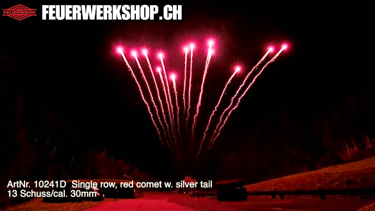 Single row, red comet w. silver tail (10241D) - YouTube