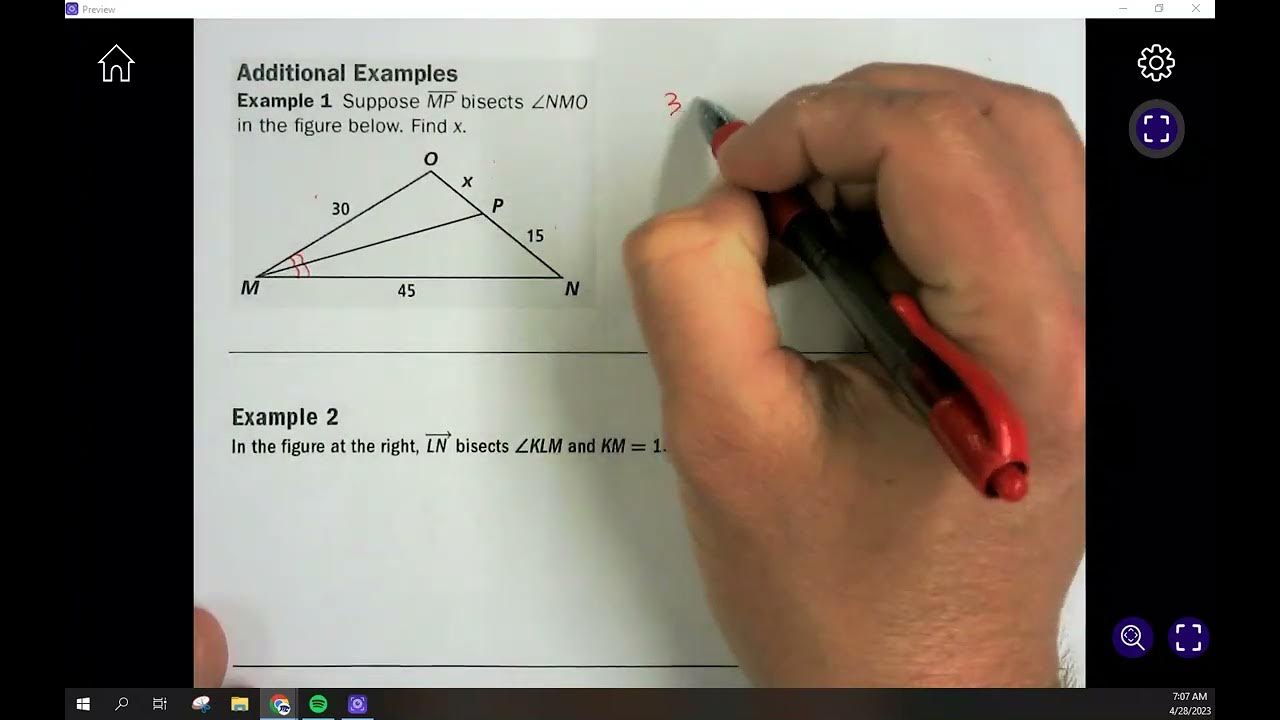 Geometry - Lesson 13.2 The Angle Bisector Theorem - YouTube