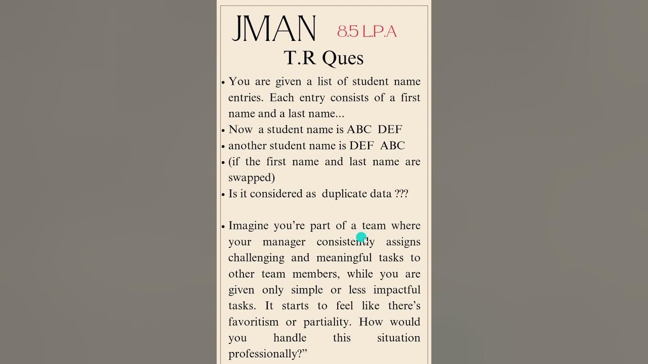 JMAN On-Campus Placement 2025 | Complete Pattern + Interview Questions | 8.5 LPA Package ...