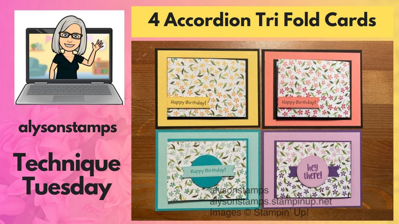 4 Quick & Easy Accordion Tri Fold Cards #3 Stamping Tutorial Technique ...