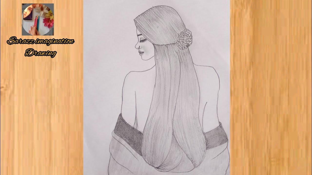 How to draw girl back side with cute hair style || hair style girl ...