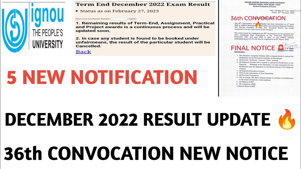 IGNOU 5 NEW NOTIFICATION 36TH CONVERSATION UPDATE LAST DATE 20 MARCH ...
