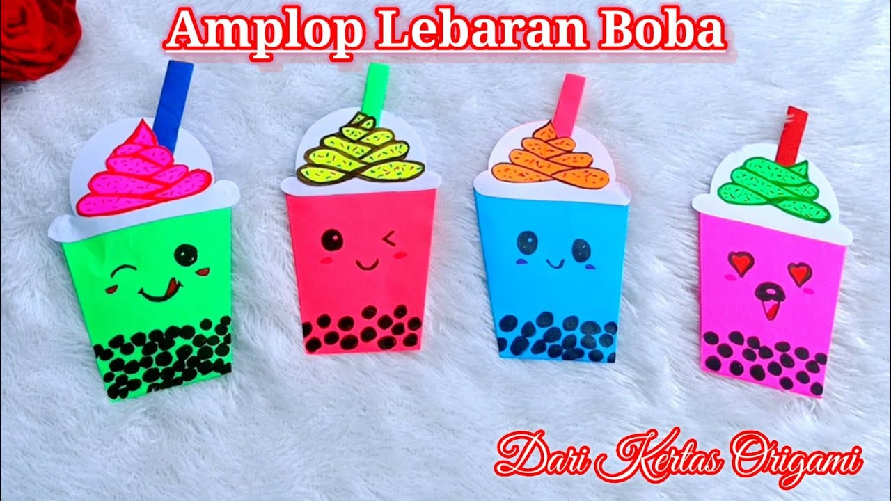 Cara Membuat Amplop Lebaran dari Kertas Origami Bentuk Boba - YouTube