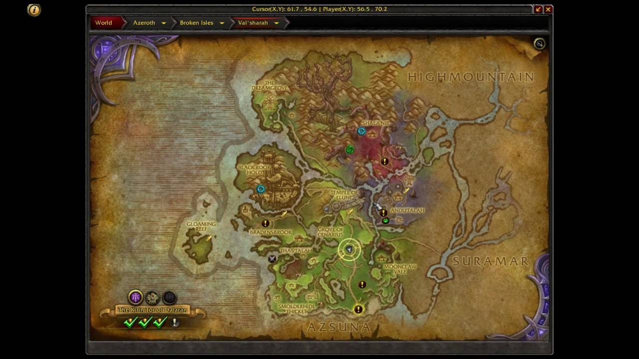Where is Lorlathil WoW Explore Val'Sharah Legion - YouTube