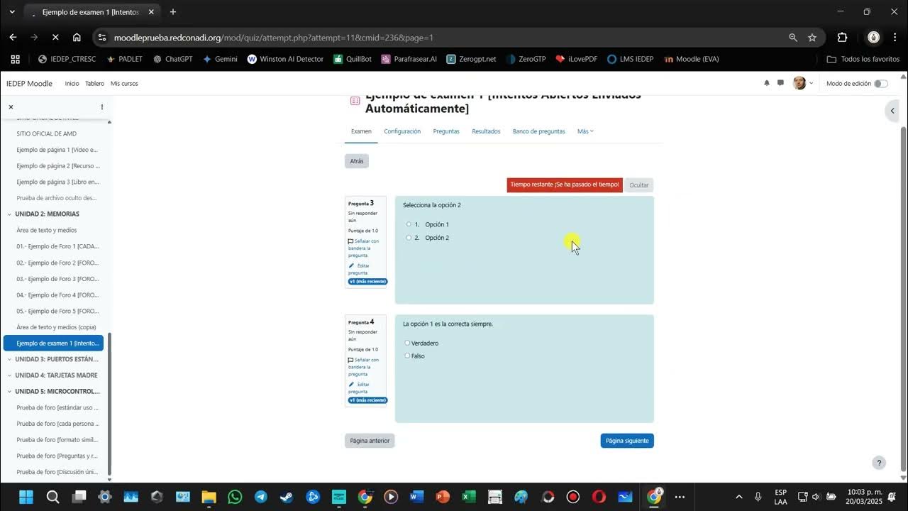 IEDEP - Tutoriales básicos de Moodle - Configuración de Exámenes (Navegación Libre y Secuencial ...